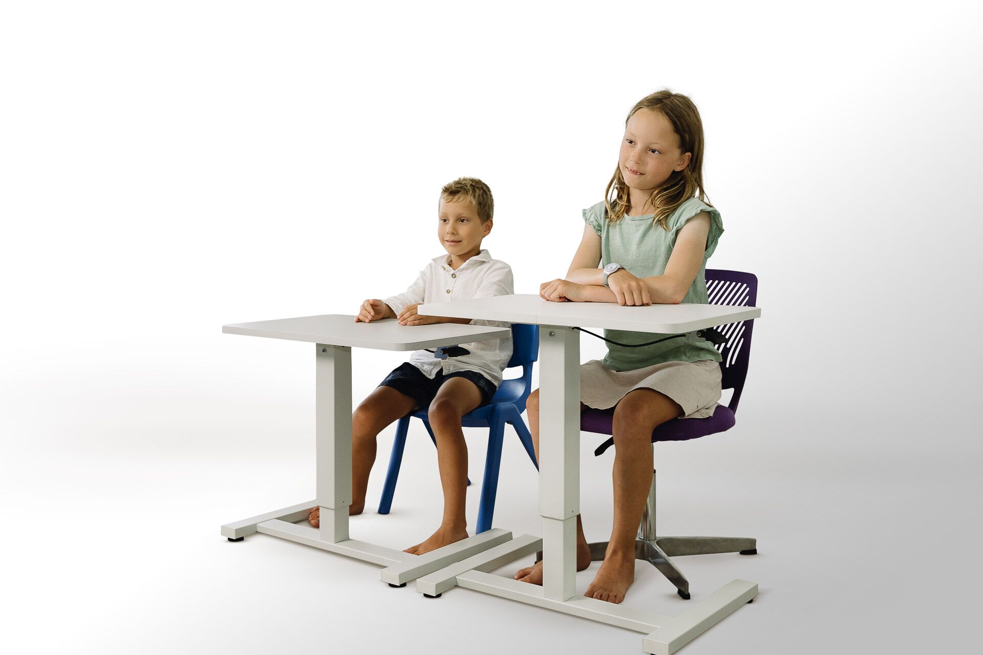 Height Adjustable Kids Desk - 45 to 70 cm - White & Grey